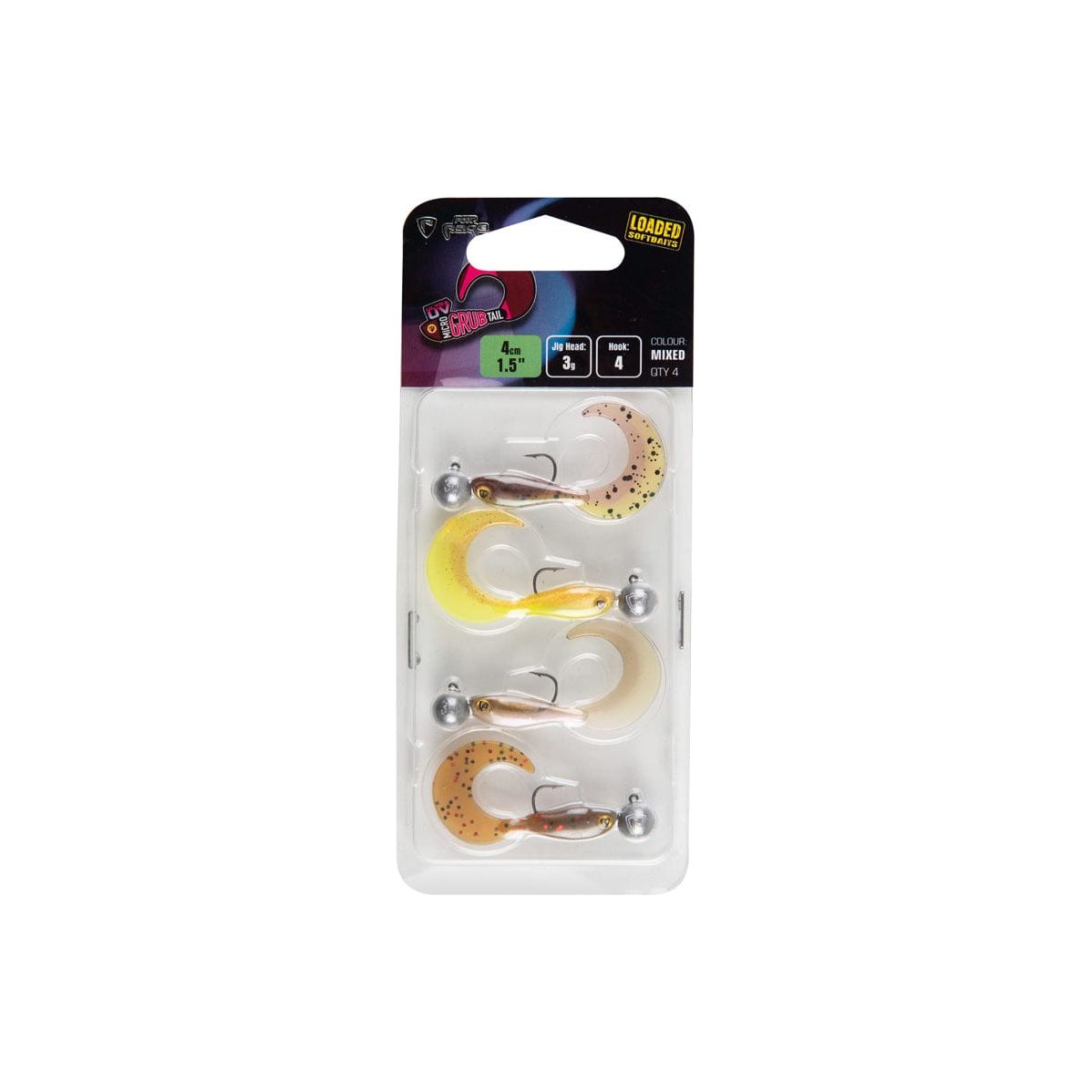 Fox Rage Micro Grub Tail UV – set 4 boje, 3 g, udica #4 – MatchFishing