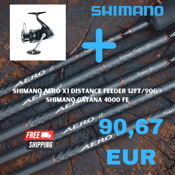 SET SHIMANO AERO X1 Distance Feeder 12ft/90G + SHIMANO CATANA 4000 FE